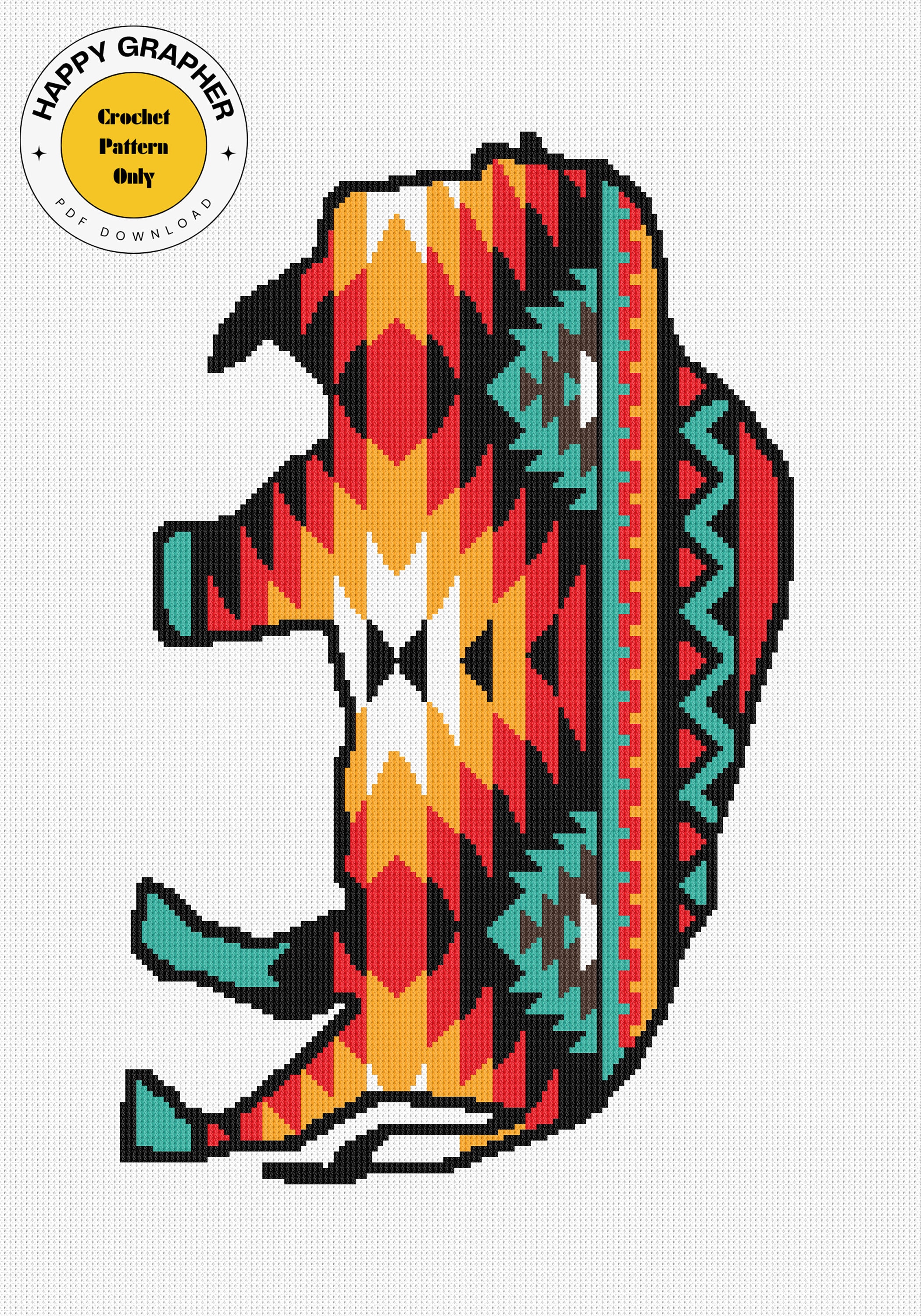 Crochet Pattern//aztec Buffalo//single Crochet Tapestry//graph and ...
