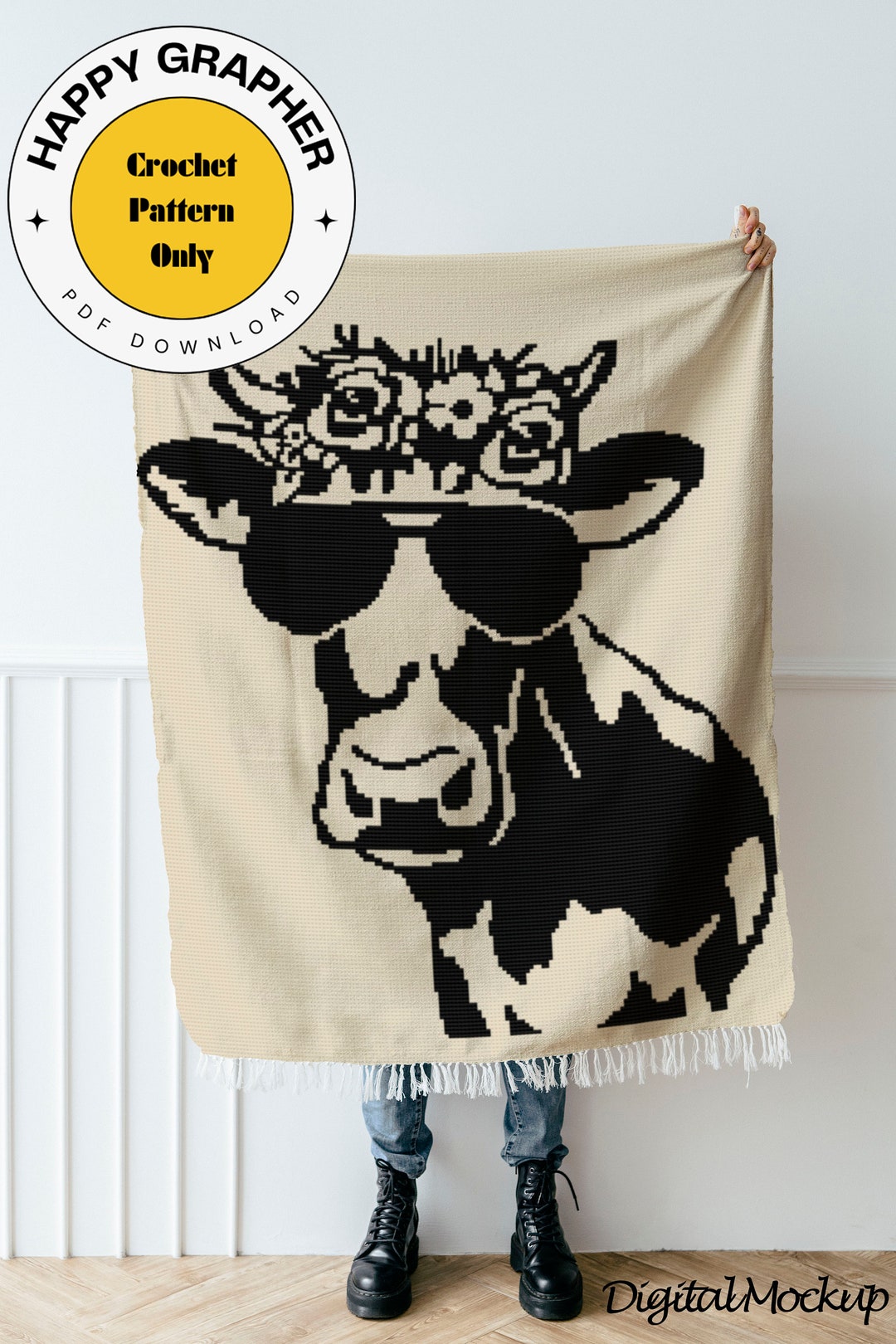Sassy Cow, Single Crochet Tapestry Pattern, Graph and Written ...