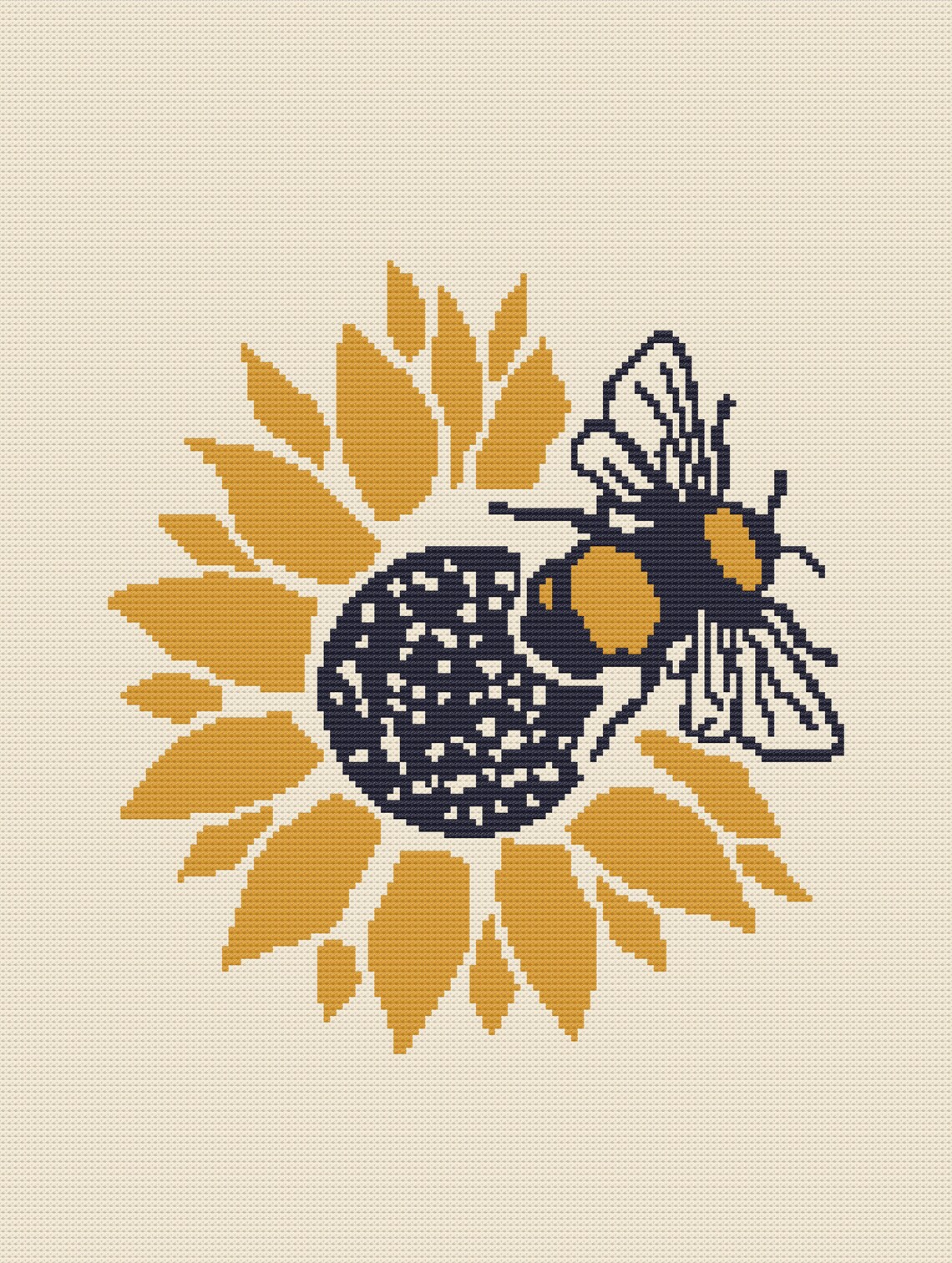 Sunflower Bee, Graph and Written Instructions, Single Crochet - Etsy