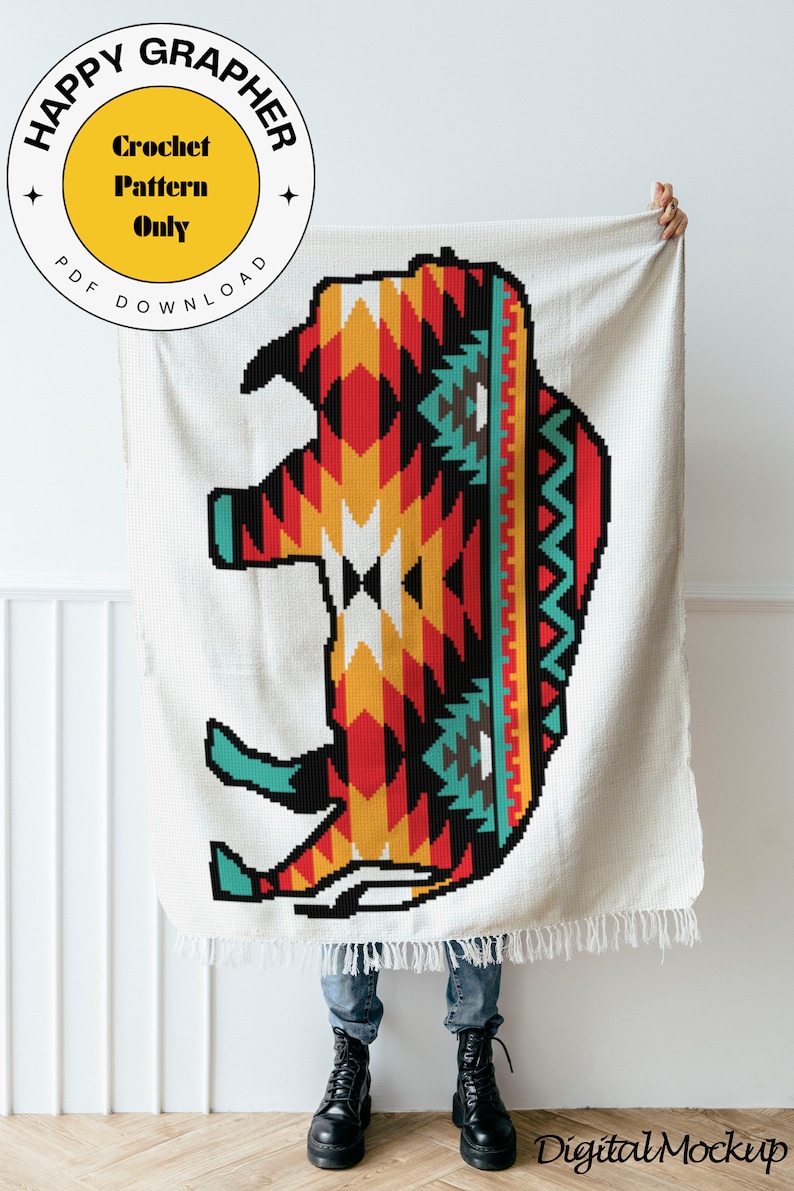 Crochet Pattern//aztec Buffalo//single Crochet Tapestry//graph and ...