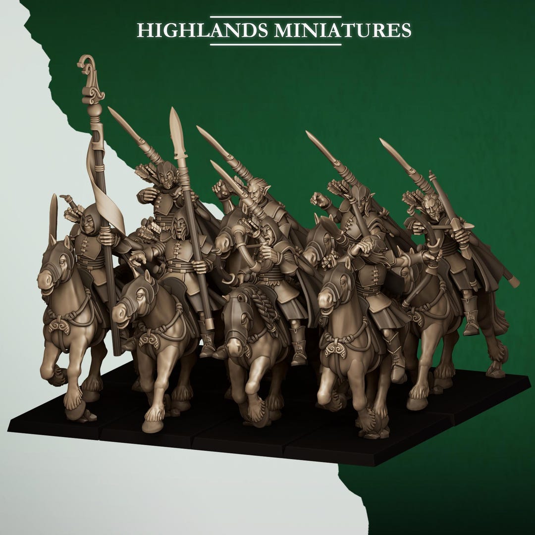 Highlands Miniatures - Wood Elf - Mounted Archers - Resin Figurines - Etsy