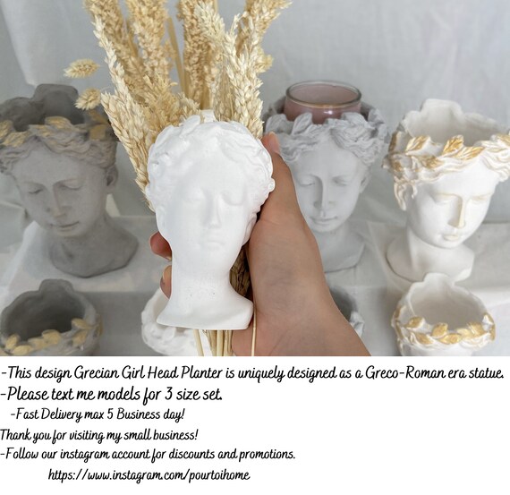 Vases Home & Living Flower Planter Greek Goddess Female Statue Head ...