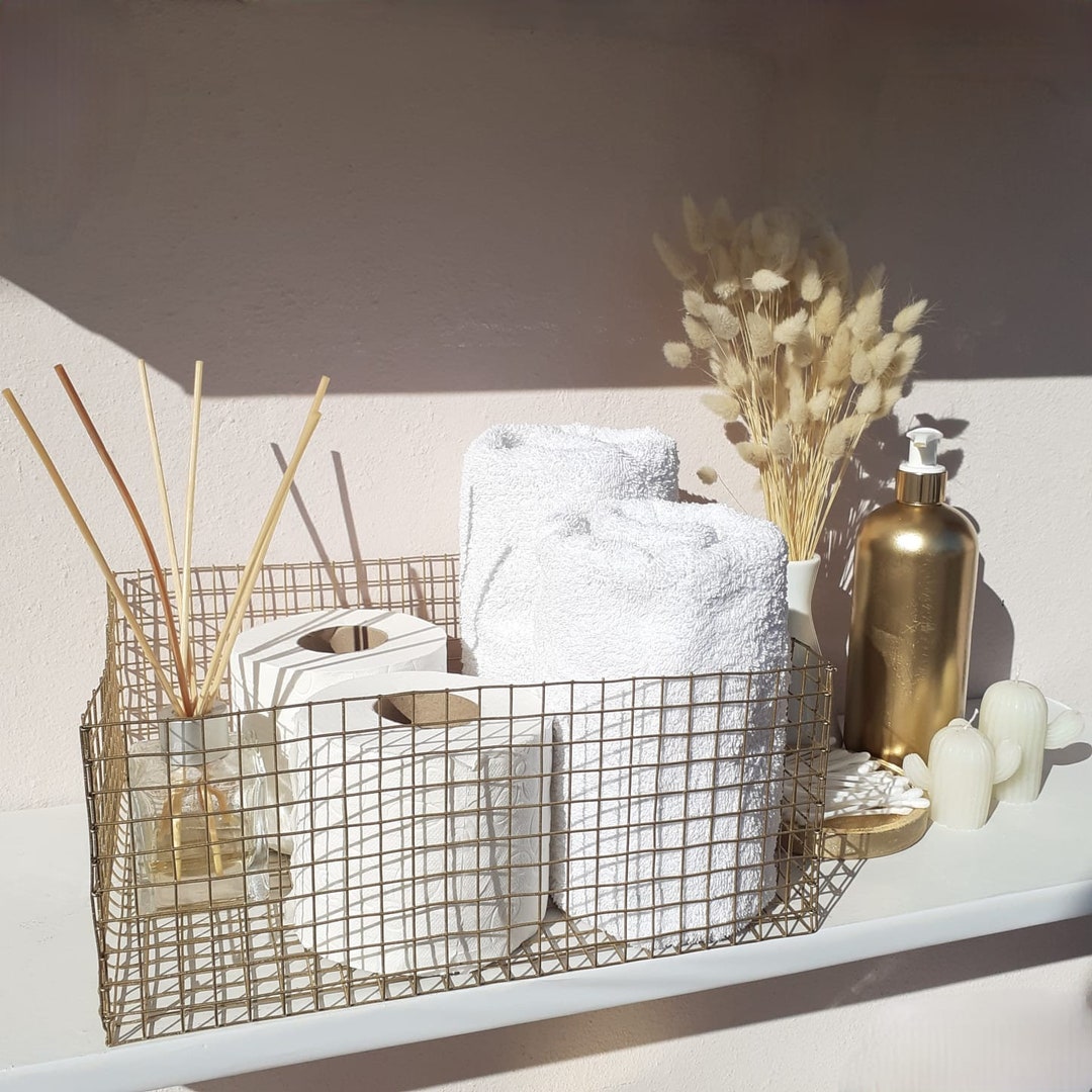 Large Gold Wire Basket/ Multi-purpose Basket in the Kitchen, Bathroom ...