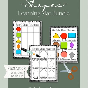Shapes Learning Mat Bundle / Preschool Shapes Activities / Shapes ...