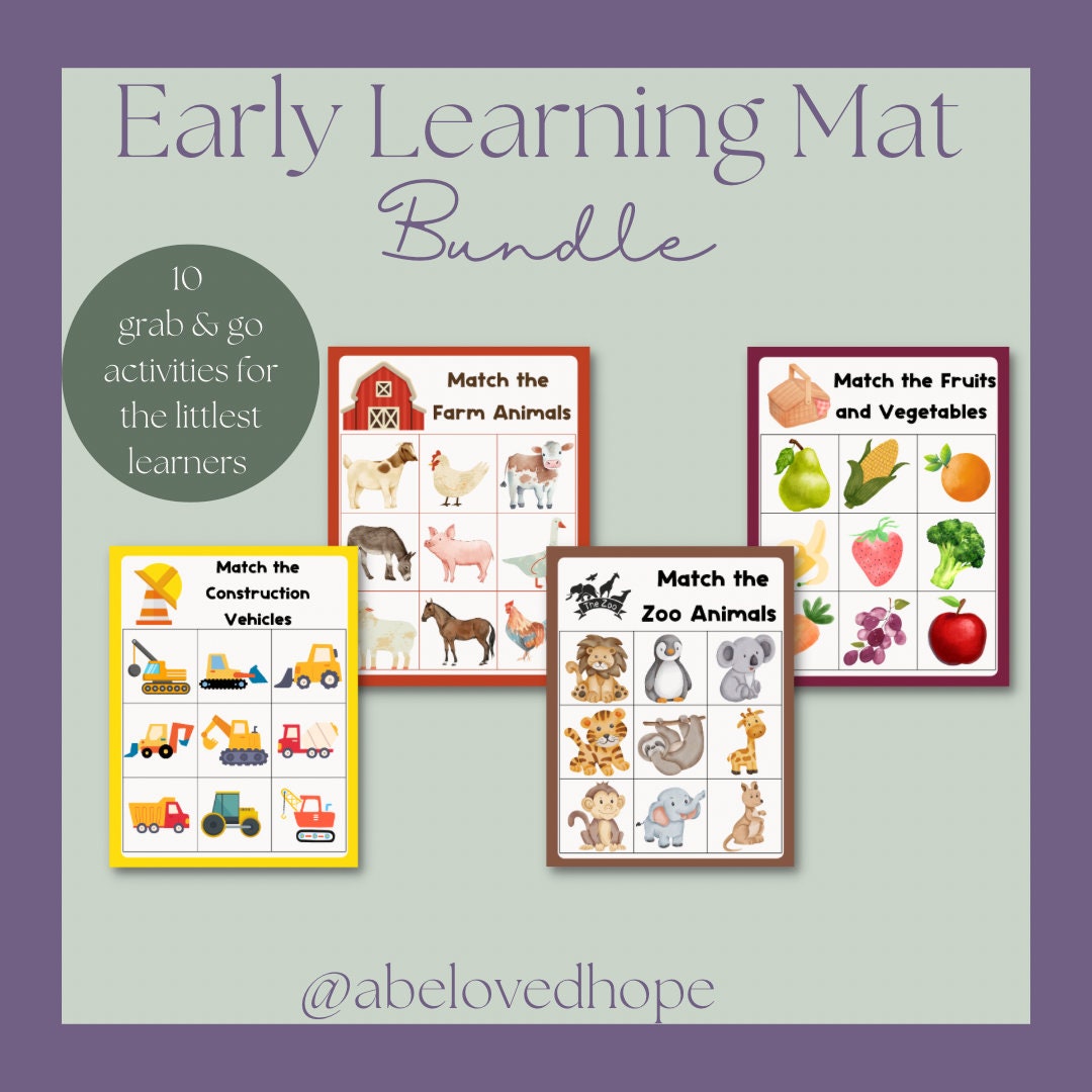 Early Learning Mat Bundle / Vocabulary Matching Activities / Preschool ...