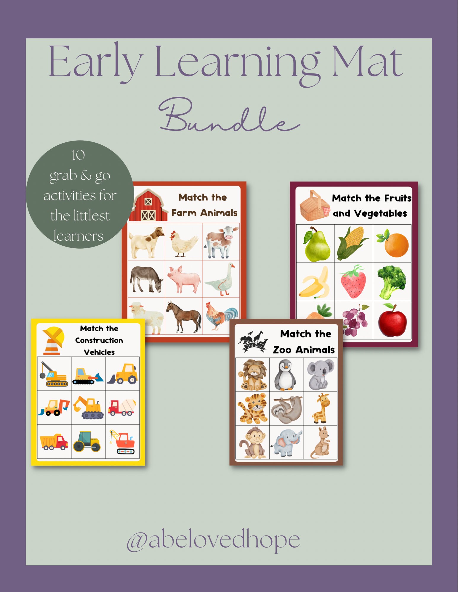 Early Learning Mat Bundle / Vocabulary Matching Activities / - Etsy