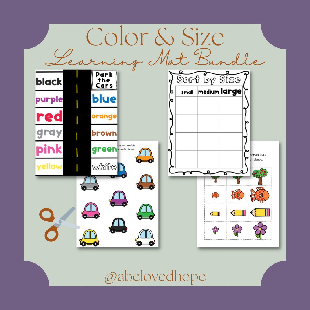 Color & Size Learning Mat Bundle / Color Matching Activity / Sort by ...