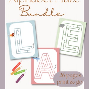 Alphabet Maze Bundle / Letter Maze Worksheets / Uppercase Printable ...