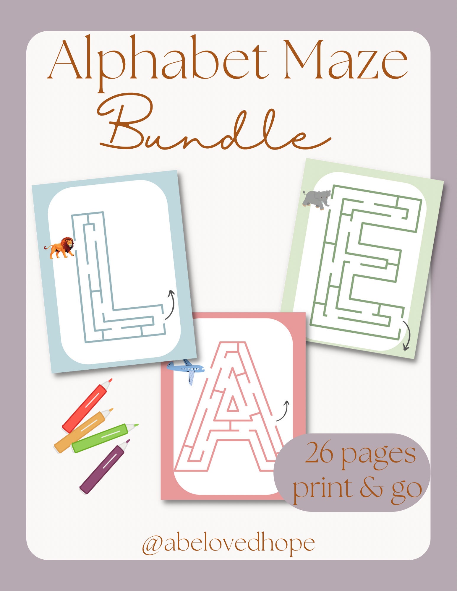 Alphabet Maze Bundle / Letter Maze Worksheets / Uppercase Printable ...