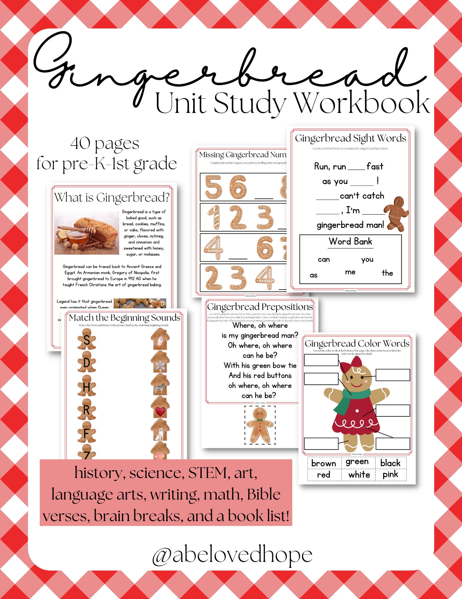 Gingerbread Unit Study Workbook / Gingerbread Man Worksheets ...