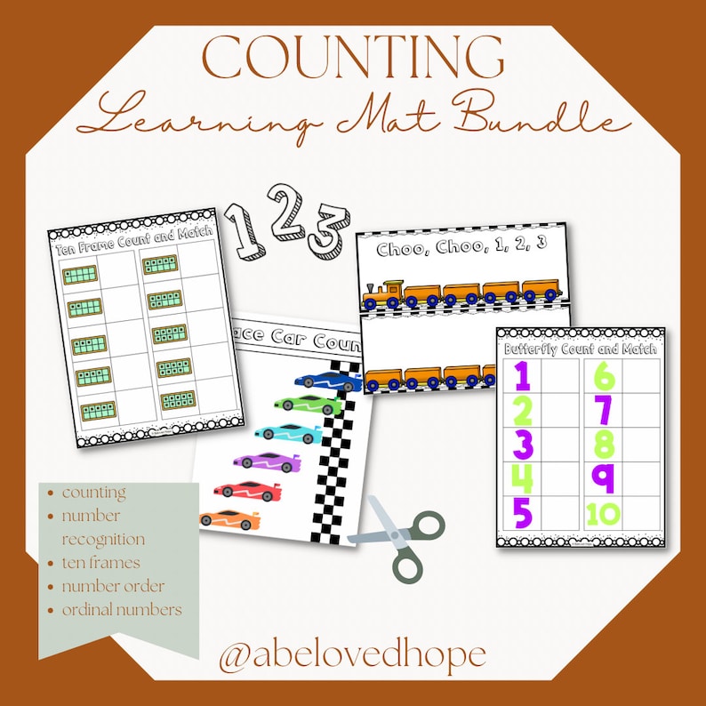 Counting Learning Mat Bundle / Preschool Counting Activities ...