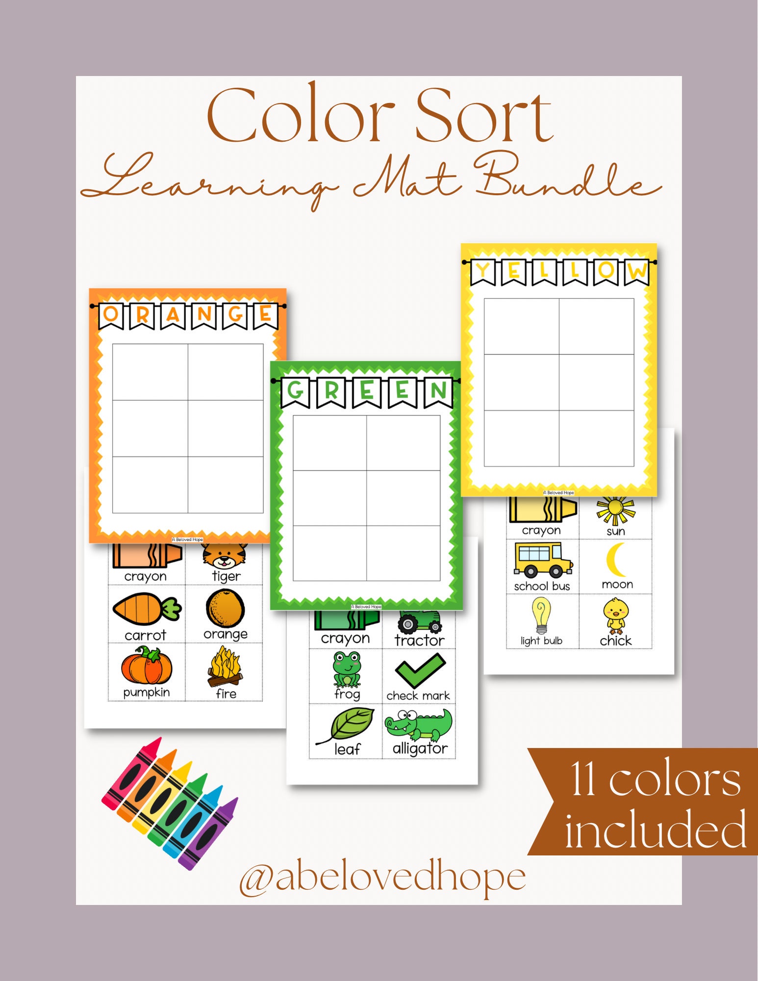 Color Sort Learning Mat Bundle / Sort by Color Activity / Color Sorting ...