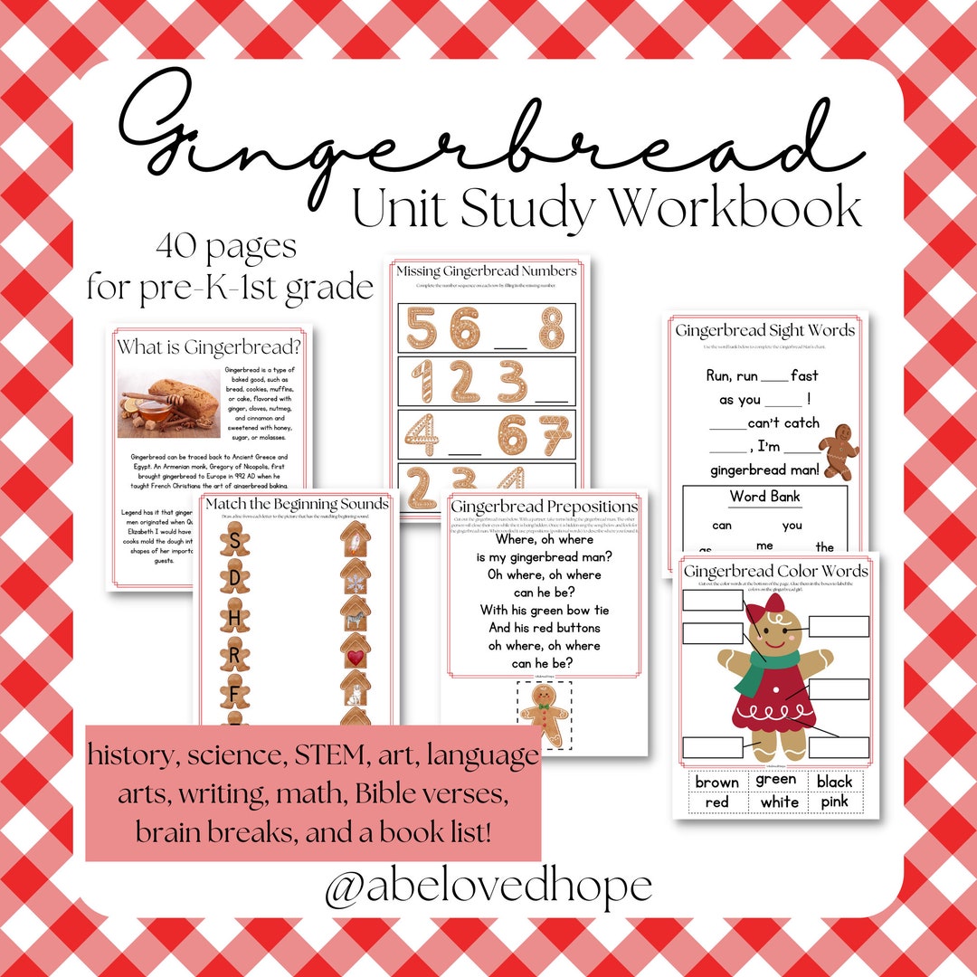 Gingerbread Unit Study Workbook / Gingerbread Man Worksheets ...
