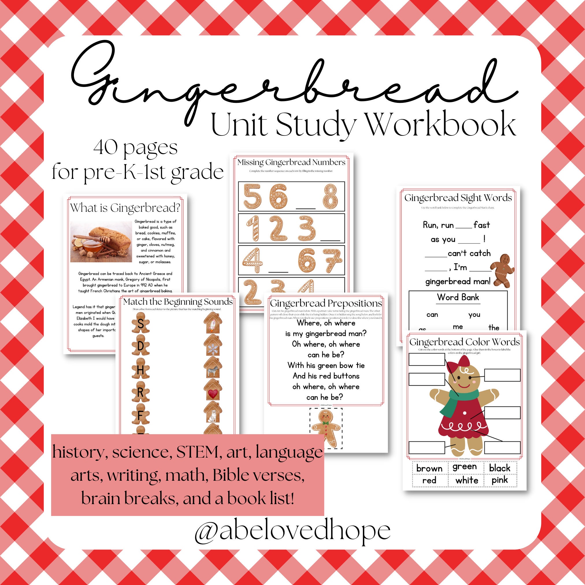 Gingerbread Unit Study Workbook / Gingerbread Man Worksheets ...