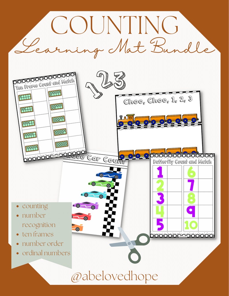 Counting Learning Mat Bundle / Preschool Counting Activities ...