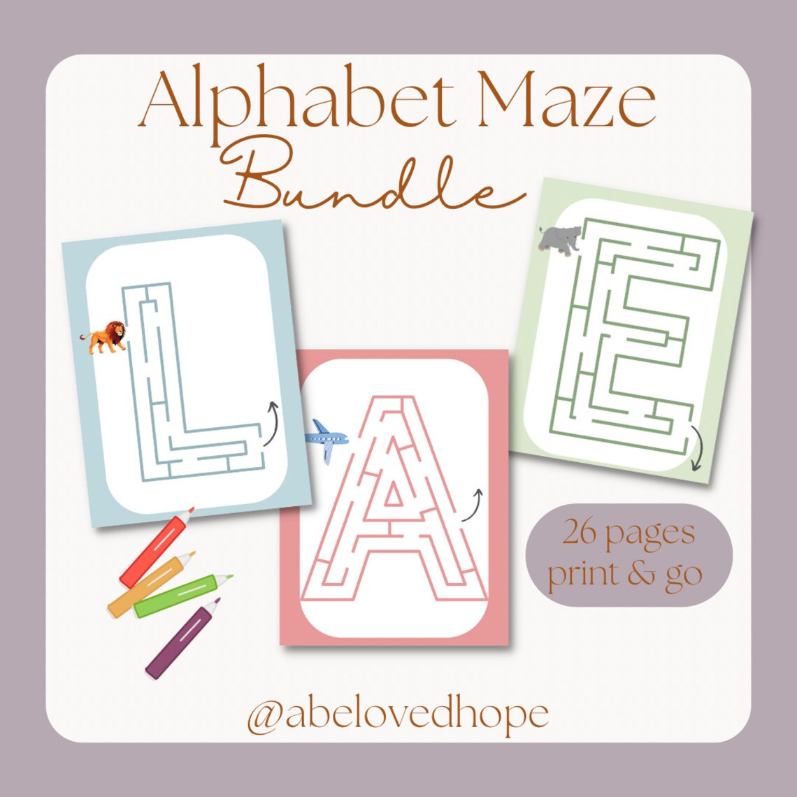 Alphabet Maze Bundle / Letter Maze Worksheets / Uppercase Printable ...