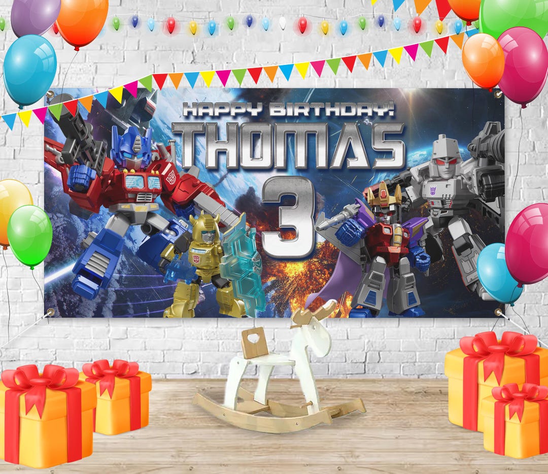 Transformers Birthday Party Banner, Transformers Birthday Backdrop ...