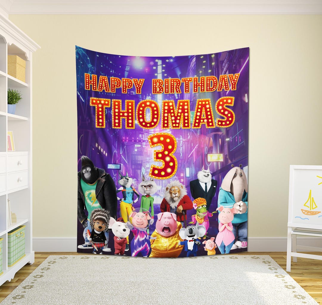 Sing 2 Birthday Banner, Sing Pig 2 Birthday Party Backdrop, Custom Sing ...