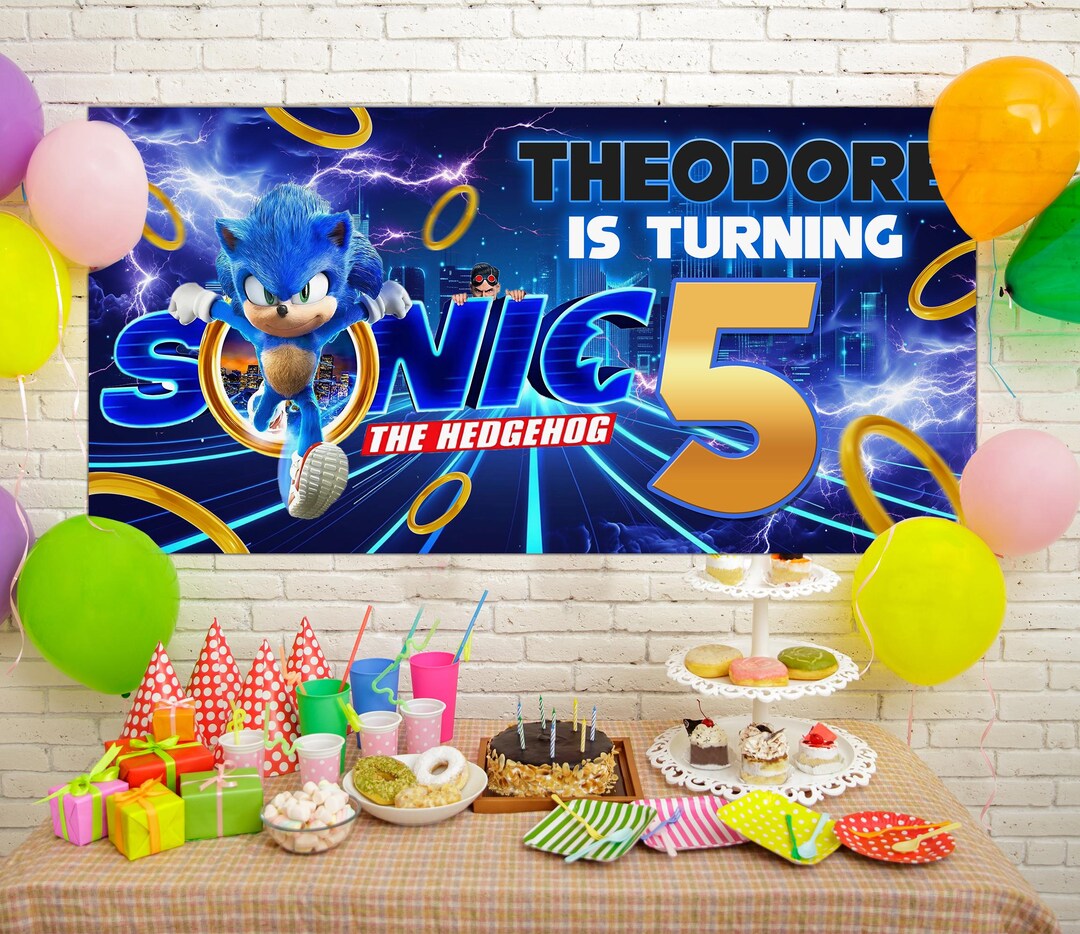Custom Sonic Party Backdrop for Kids – Personalized Sonic the Hedgehog ...