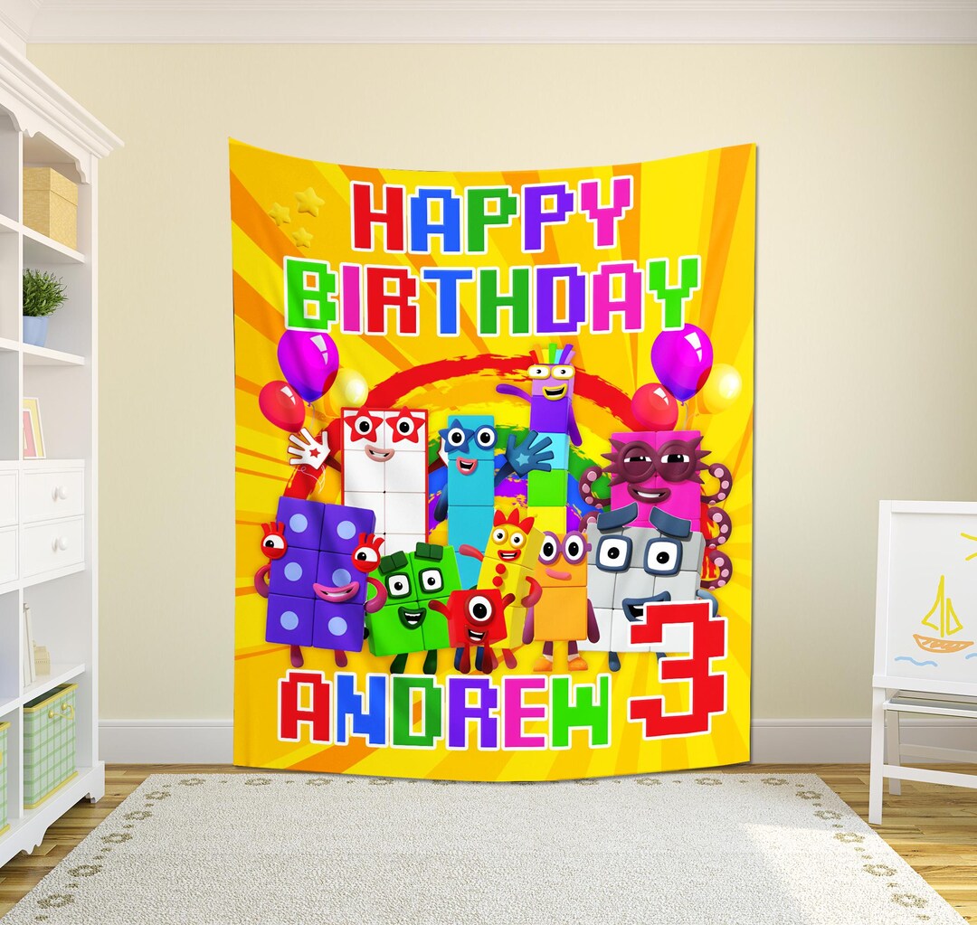 Personalized Birthday Numberblocks Banner, Printable Party Backdrops ...
