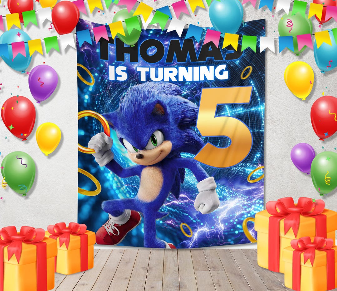 Sonic the Hedgehog Birthday Banner – Custom Name Backdrop for Boy’s ...