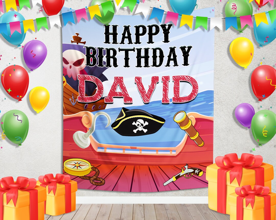 Pirate Birthday Banner, Happy Birthday Boy Party Banner, Custom ...