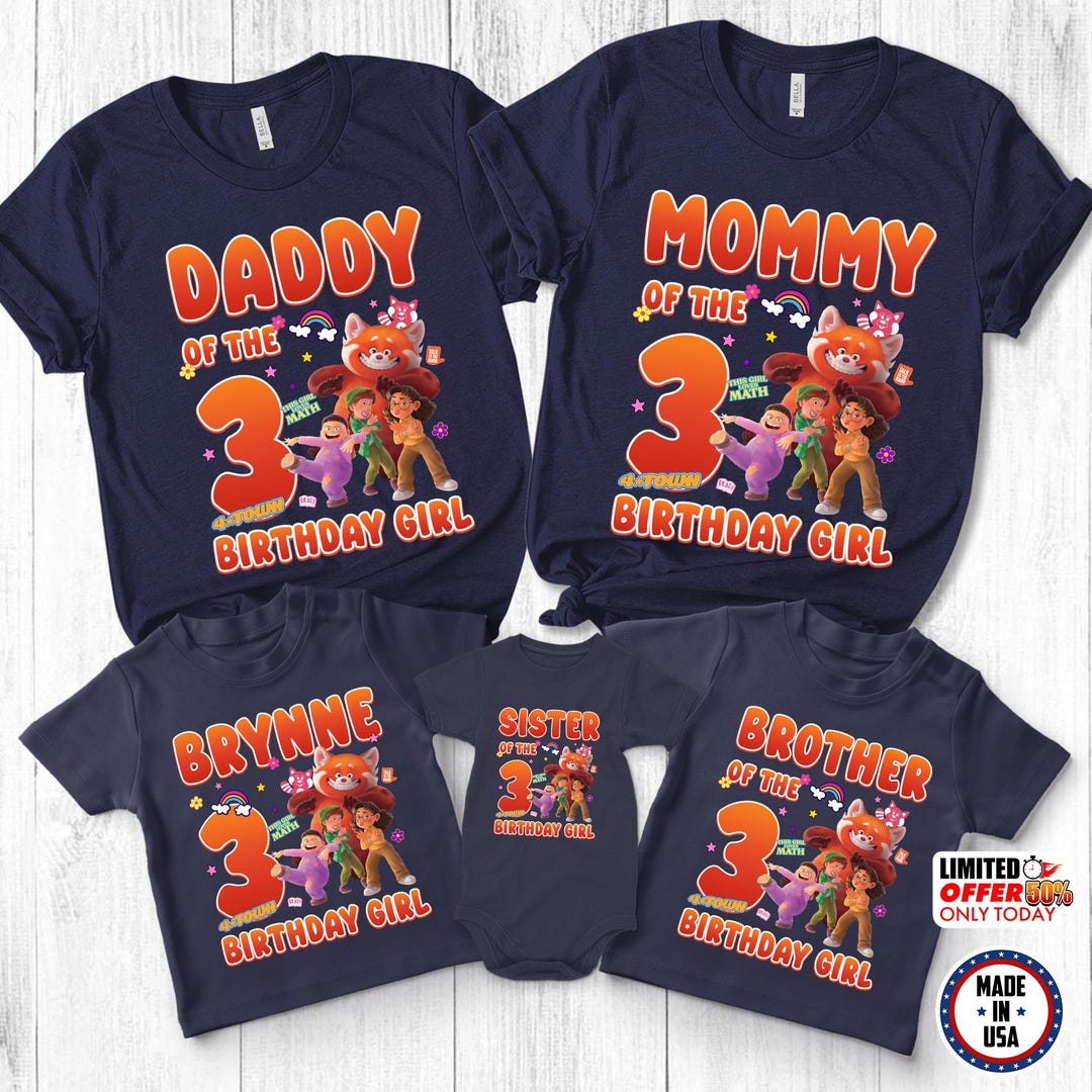 Turning Red Birthday Shirt, Turning Red Birthday Theme Party Shirt ...