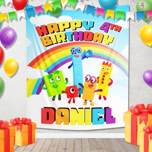 Numberblocks Birthday Banner for Baby, Custom Name Numberblocks ...