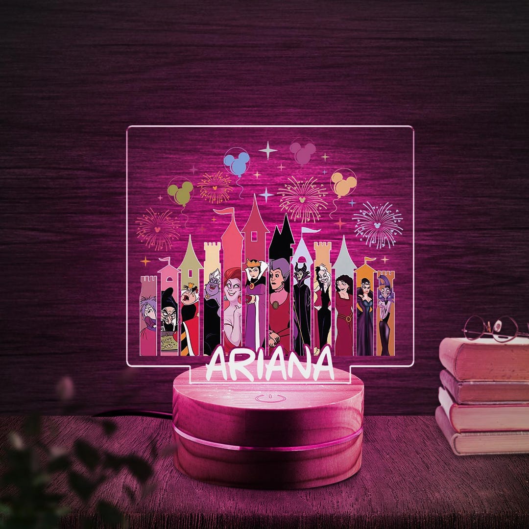 Personalized Disney Villains Night Light, Custom Name Kids Lamp Room ...