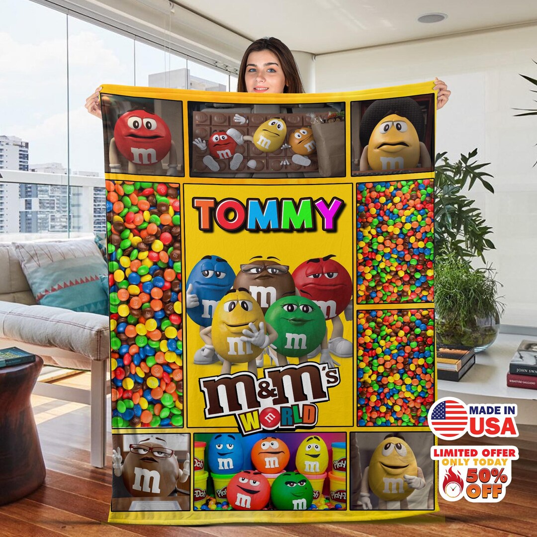 Personalized M and M Blanket, M&m's World Fleece Blanket, M and M Candy ...