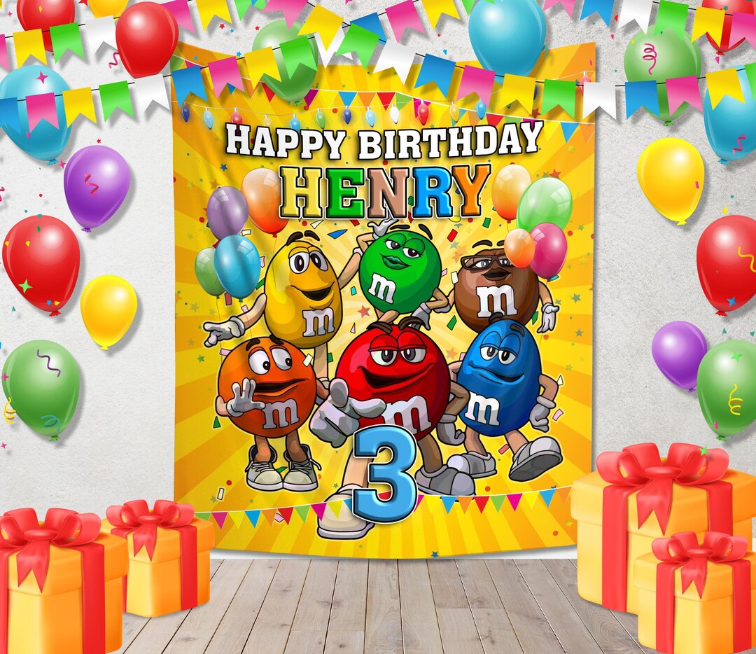 M&M Candy Family Birthday Backdrop/m and M Candy Birthday Banner/m and ...