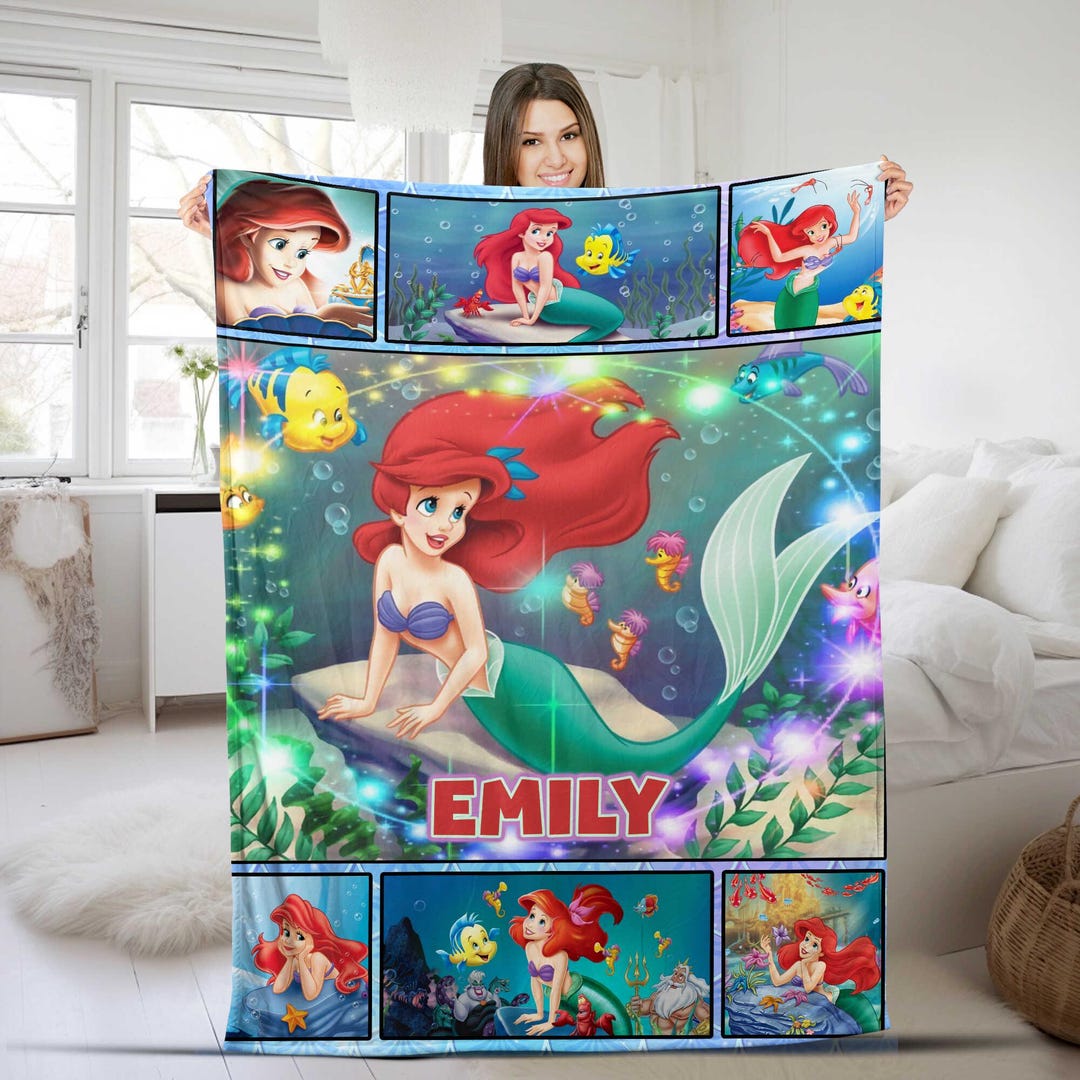 Customized Ariel the Little Mermaid Blanket, Ariel Princess Bedding ...