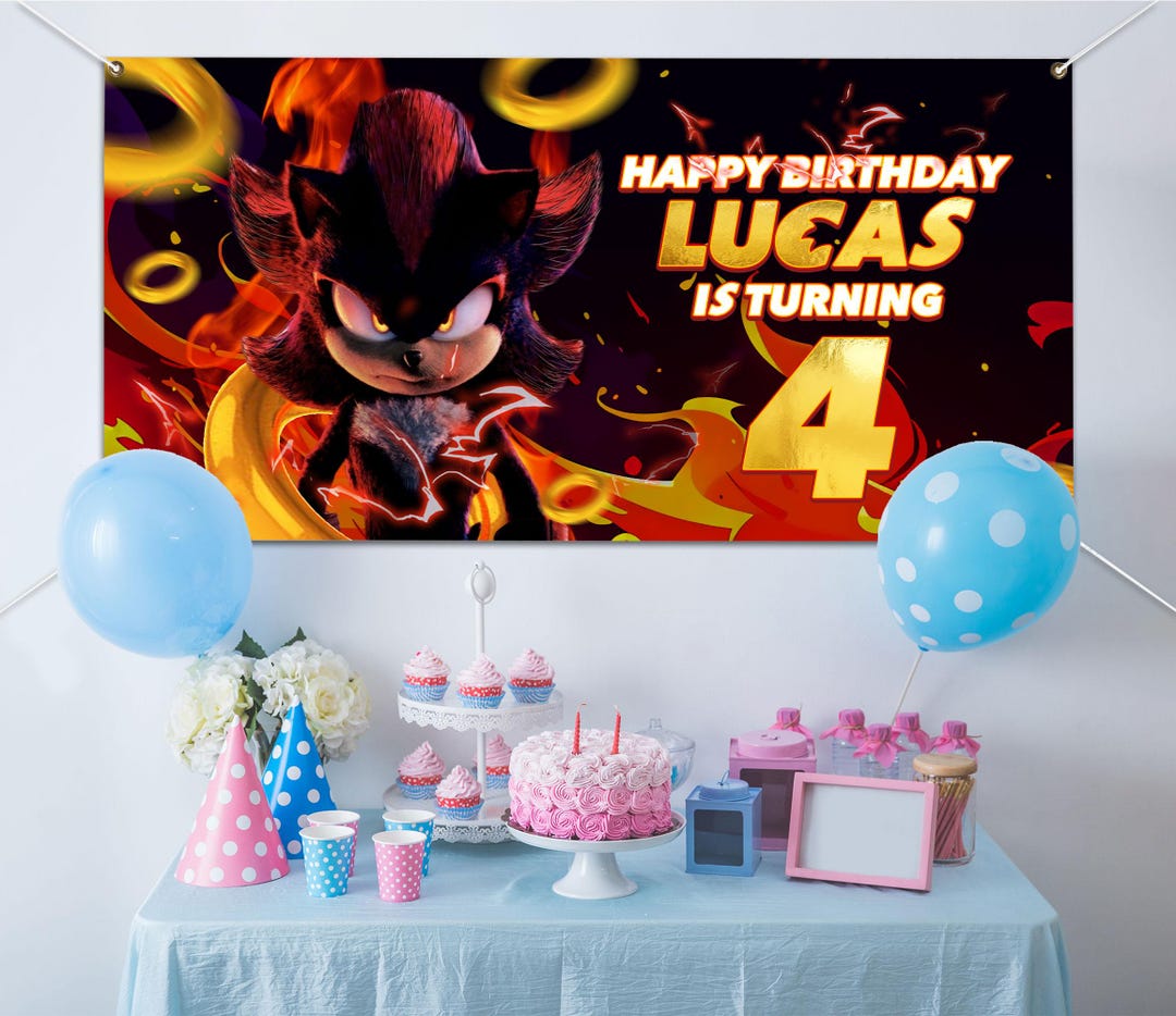 Shadow the Hedgehog Birthday Party Backdrop, Hedgehog 3 Banner, Custom ...