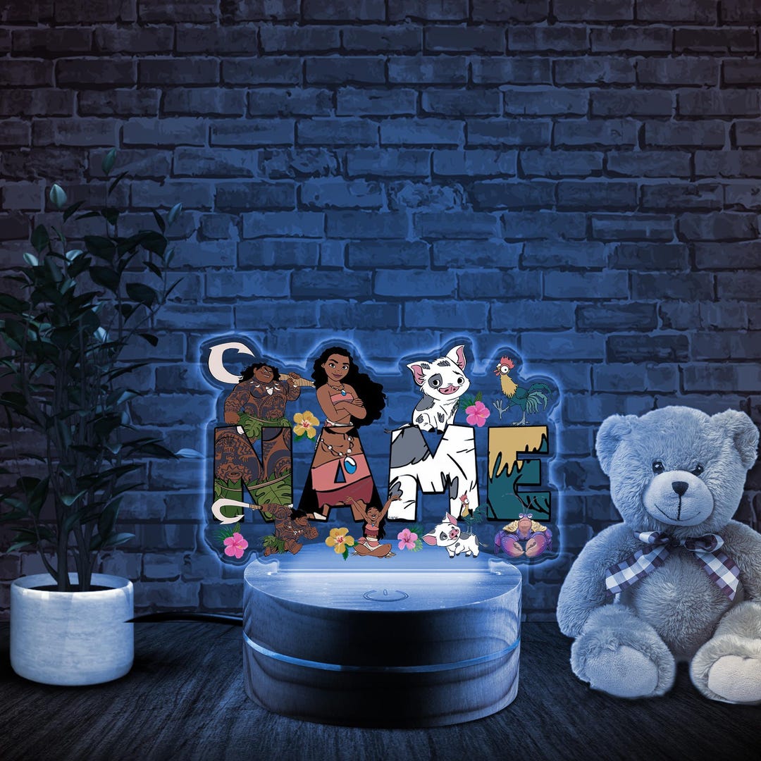 Personalized Disney Moana Night Light, Disney Princess Moana 2 Movie ...
