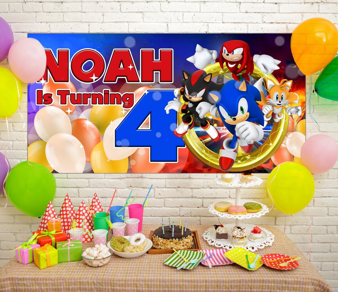 Sonic Birthday Party Backdrop/sonic Hedgehog Birthday Banner/custom ...