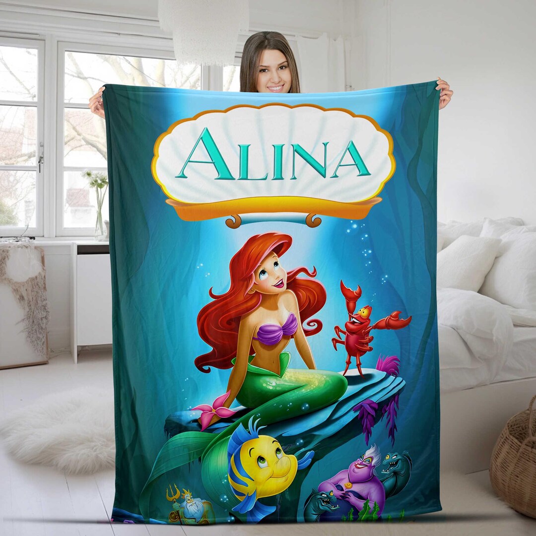 Personalized the Little Mermaid Throw Blanket,custom Name Ariel ...