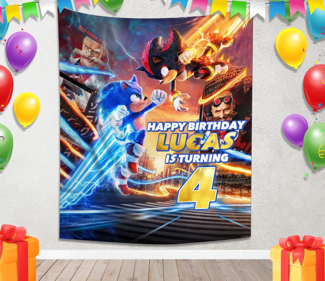 Sonic Birthday Party Backdrop Sonic Birthday Banner Custom Sonic ...