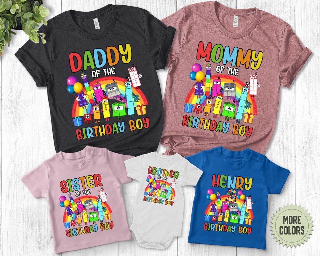 Numberblocks Kids Birthday Shirt Number Blocks 1-10 Blocks Personalized ...