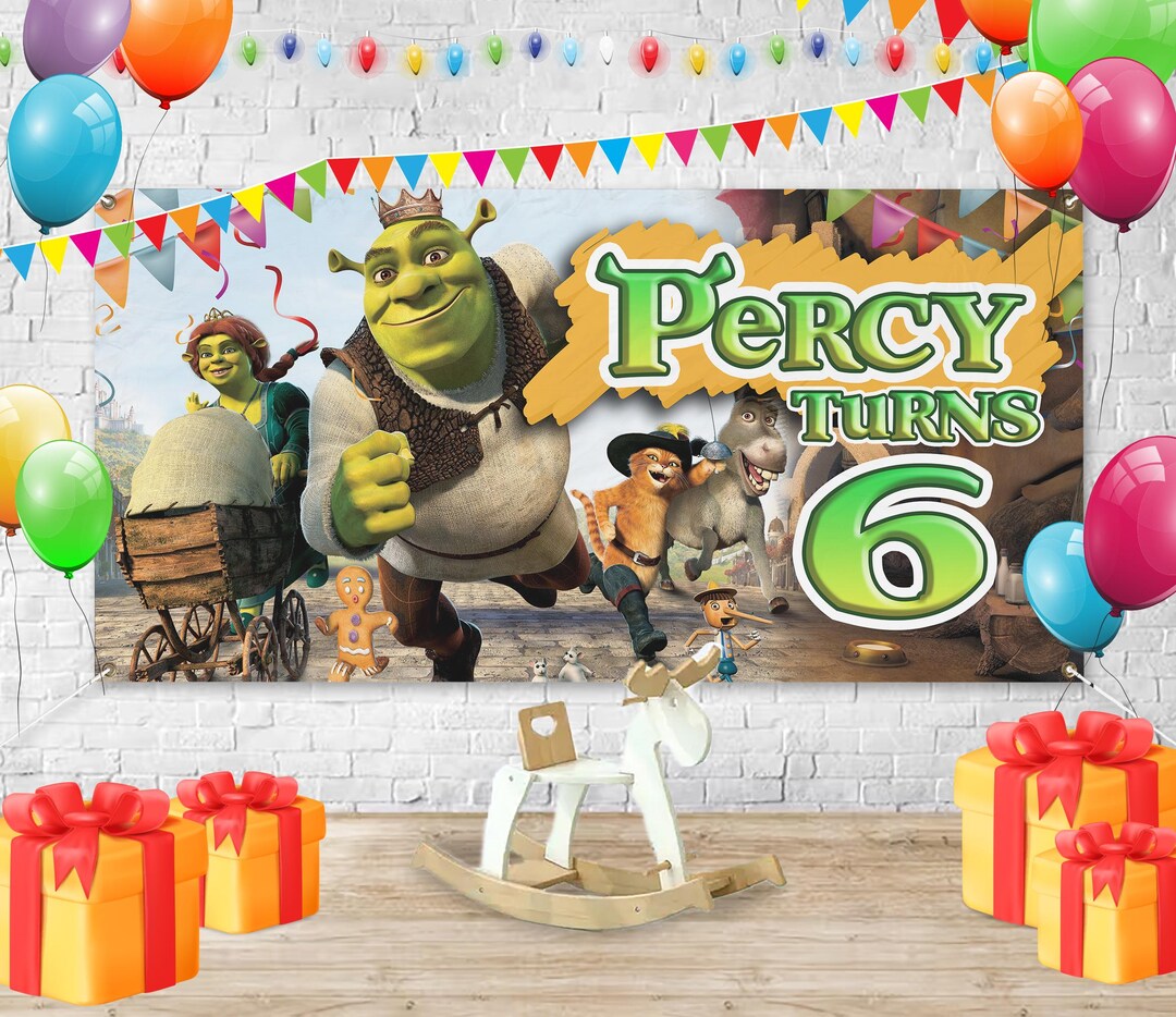 Kids Birthday Decor, Custom Backdrop, Shrek Poster, Shrek Party ...