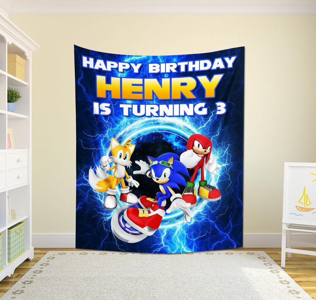 Sonic Birthday Backdrop, Super Sonic Birthday Banner, Sonic Party ...