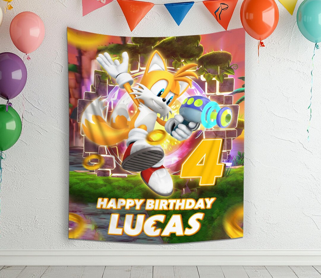Tails Banner, Tails Sonic Banner, Tails Personalized Banner, Party ...