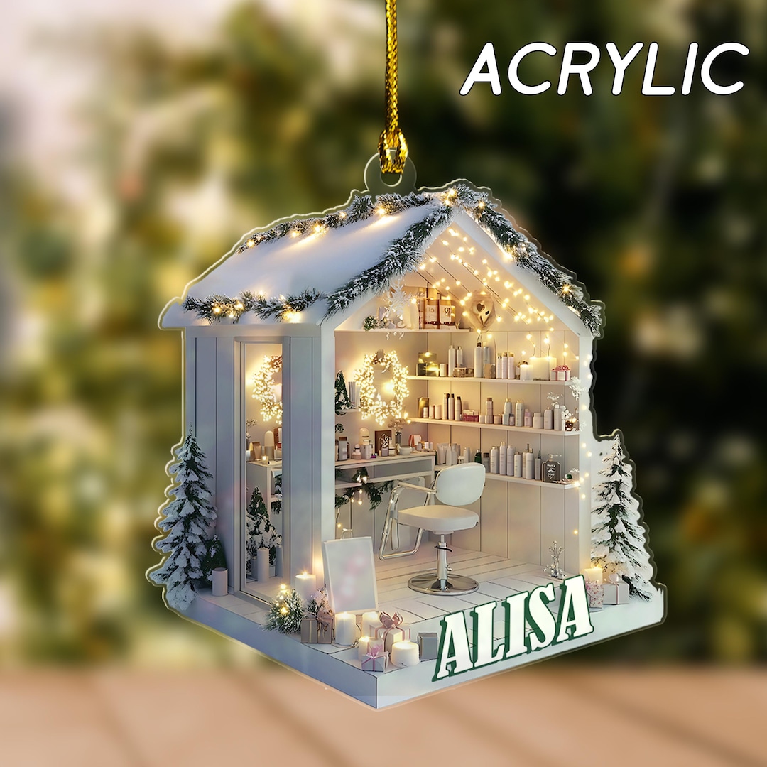Personalized Hair Stylist Christmas Ornament, 2D Flat Acrylic Ornament ...