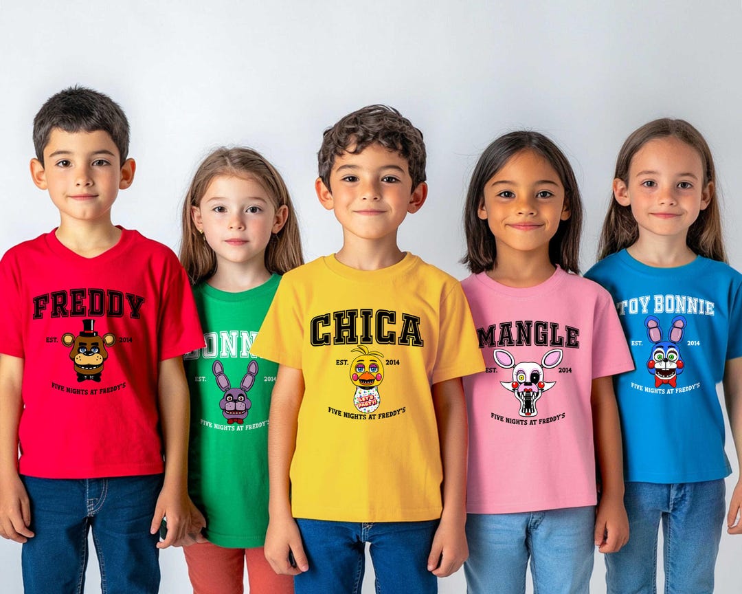 Five Nights at Freddy Inc Characters Group Shirt, Freddy, Glamrock ...