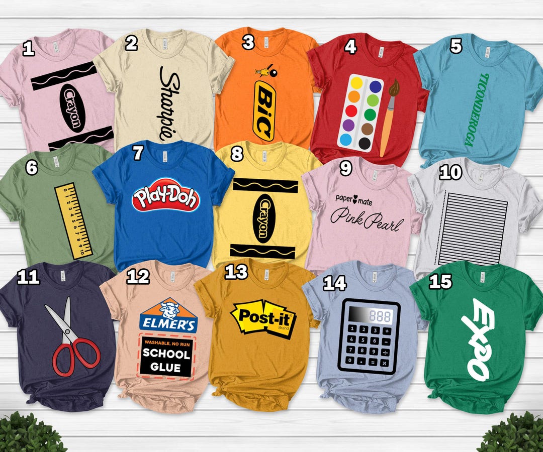 School Supplies Group Costume Shirt, Group Costumes Shirt for Teachers ...