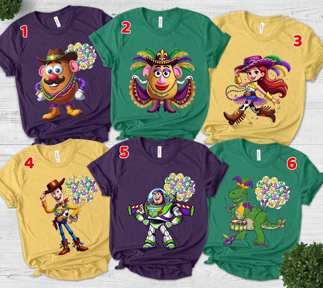 Disney Pixar Toy Story Mardi Gras Shirt, Buzz Lightyear Woody Jessie ...
