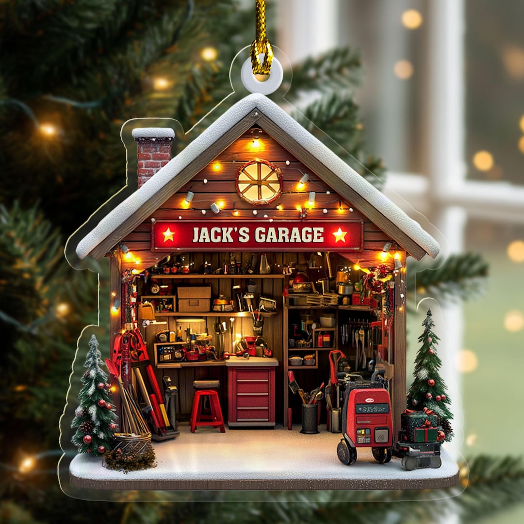 Personalized Garage Ornament, 2D Acrylic Flat Ornament Not 3D, Mechanic ...