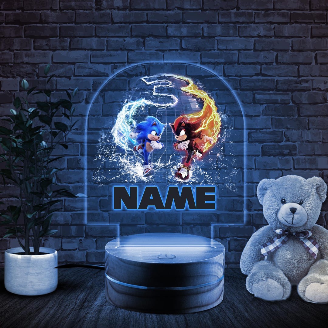 Personalized Sonic the Hedgehog 3D Night Light, LED Lamp for Table ...