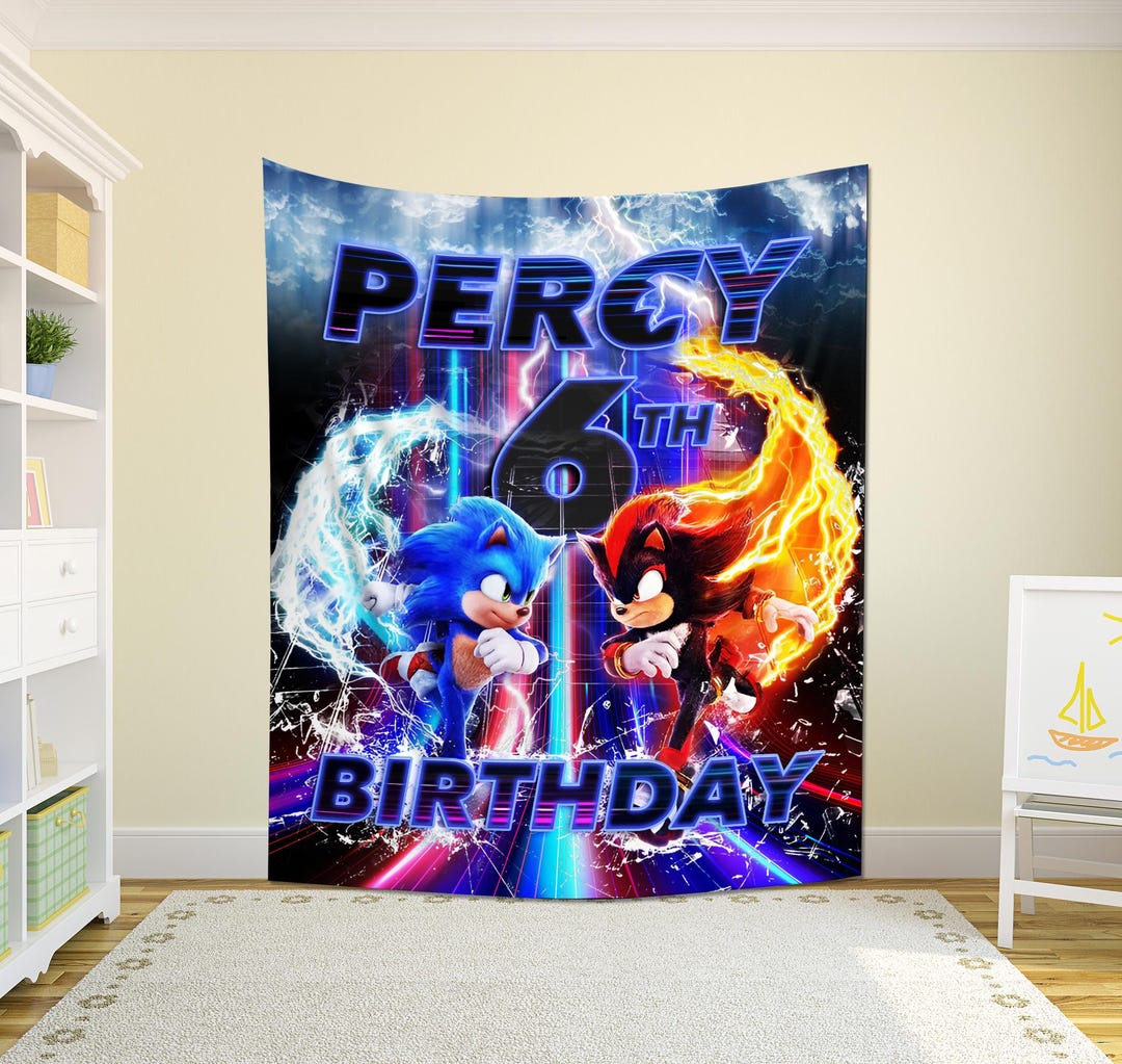 Sonic Birthday Party Backdrop Sonic Birthday Banner Custom Sonic ...