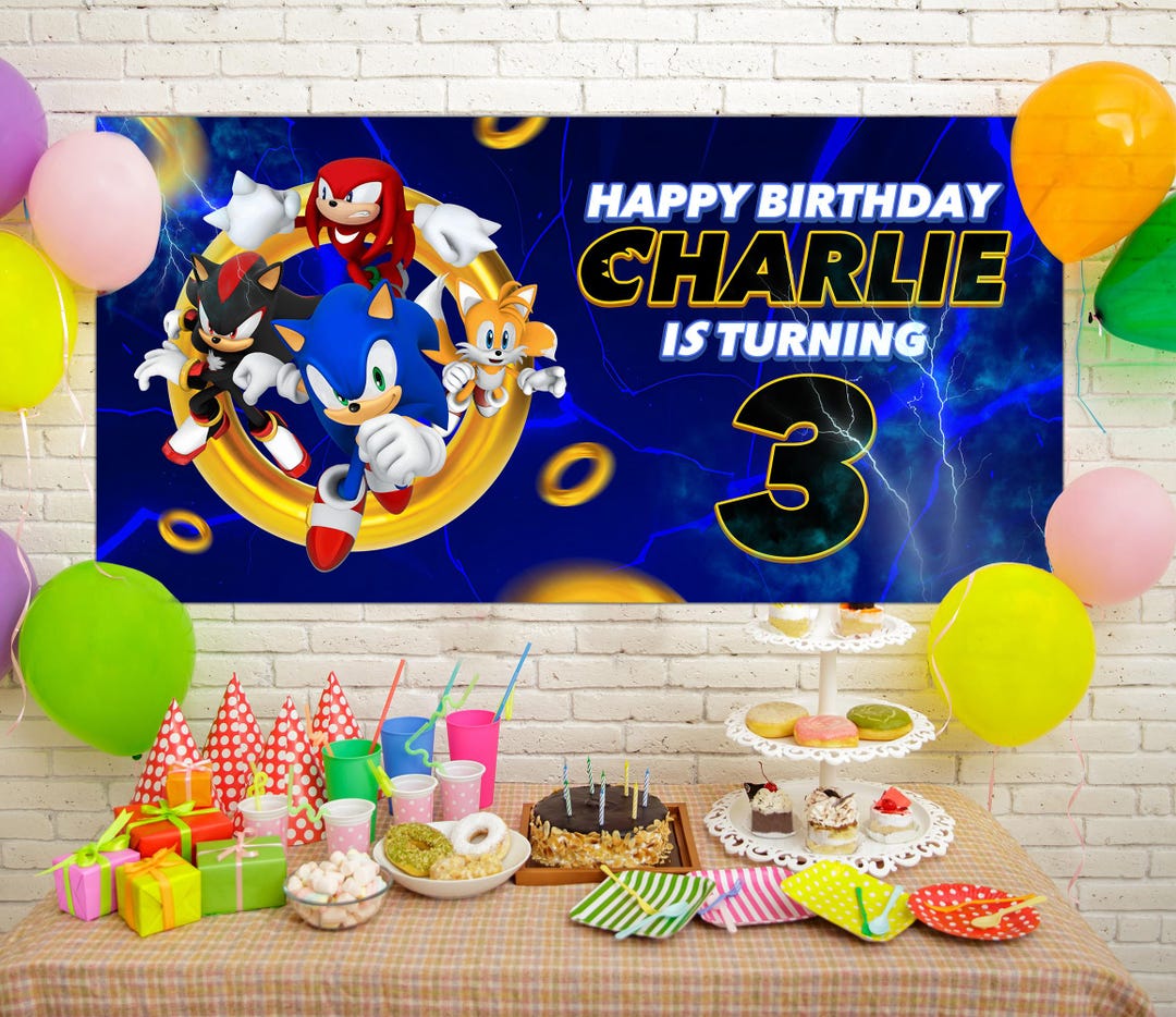 Sonic Birthday Party Backdrop Sonic Birthday Banner Custom Sonic ...