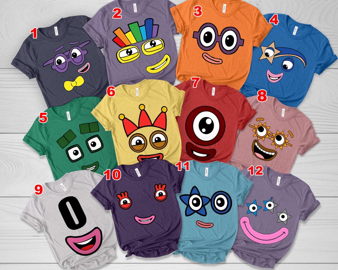 Numberblocks Costume Halloween Shirt, Number Blocks Characters ...